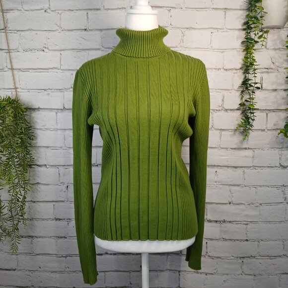 Sweaters | Jones New York Sport Peridot Green Ribbed Turtleneck Sweater ...